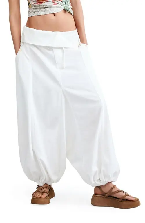 Desigual Wide Leg Cotton Balloon Pants - White