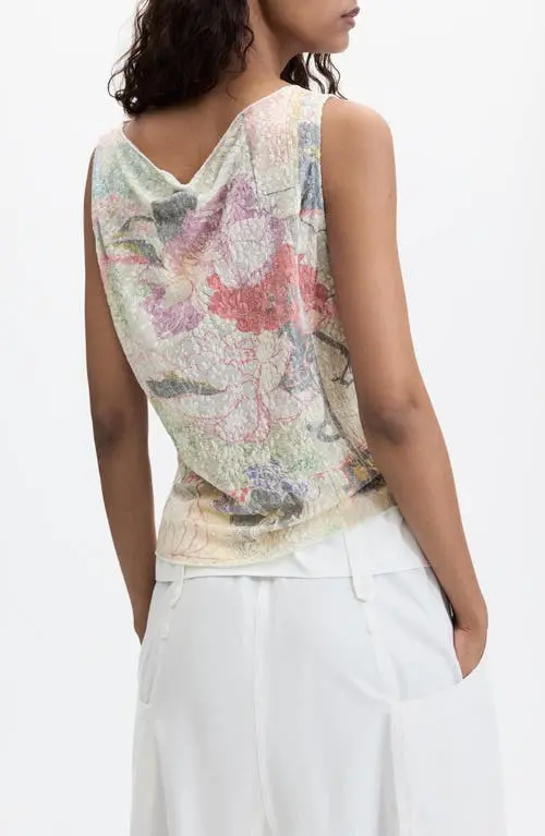 Desigual Floral Texture Sleeveless T-shirt