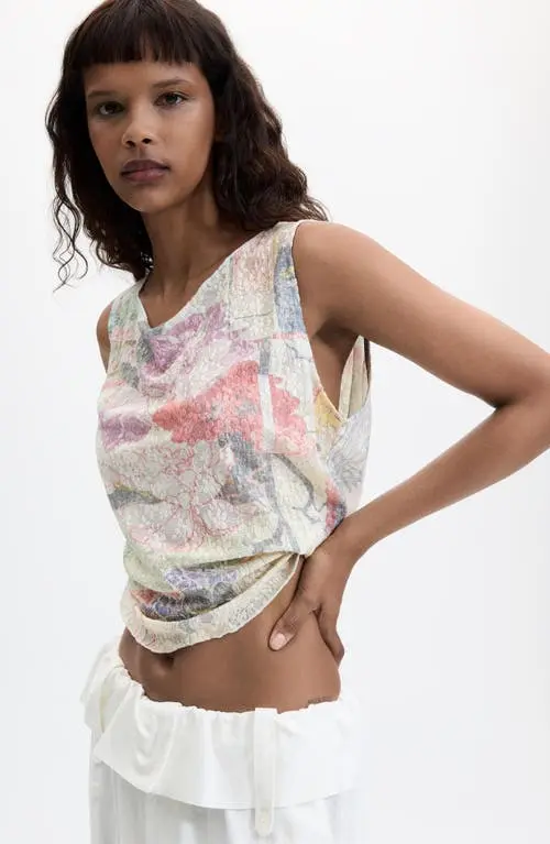 Desigual Floral Texture Sleeveless T-shirt