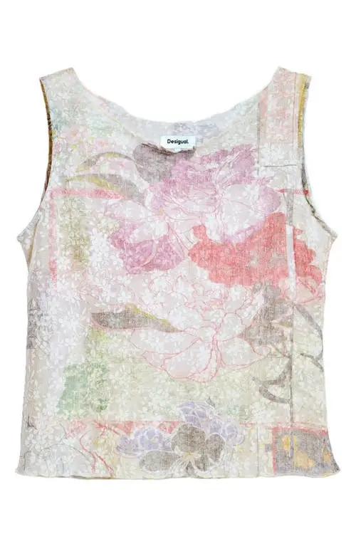 Desigual Floral Texture Sleeveless T-shirt