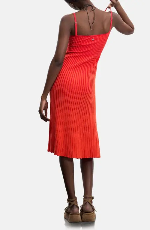 Desigual Rib Knit Spaghetti Strap Midi Dress