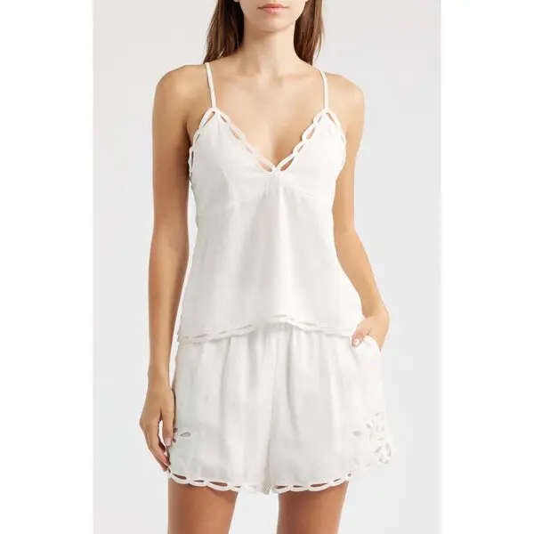 Deluc Embroidered Trim Camisole - Ecru