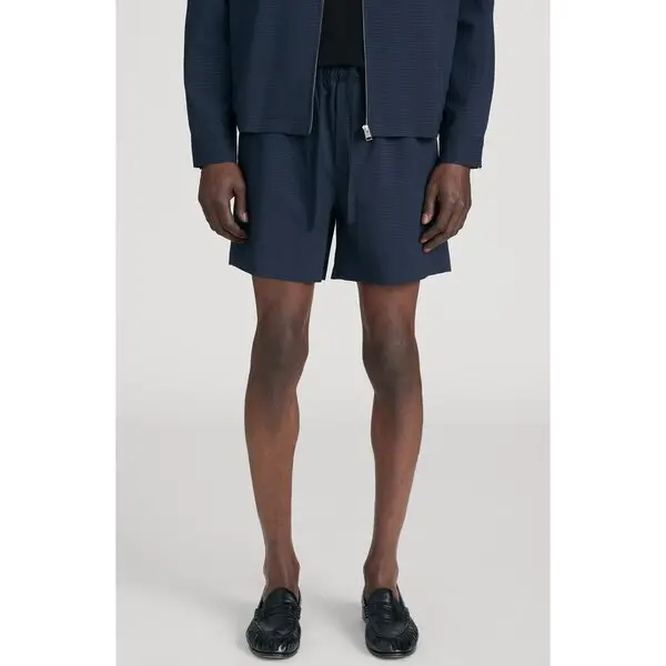 FRAME Seersucker Drawstring Shorts - Navy