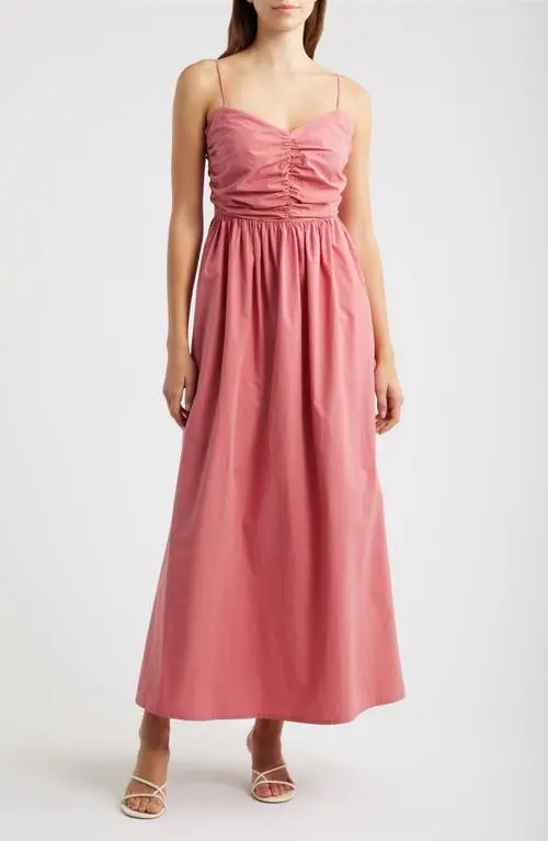 Deluc Maubois Shirred Cotton Poplin Midi Dress - Rose