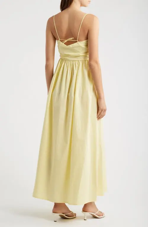 Deluc Maubois Shirred Cotton Poplin Midi Dress - Yellow
