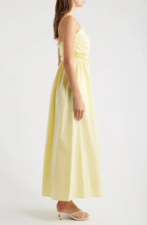 Deluc Maubois Shirred Cotton Poplin Midi Dress - Yellow