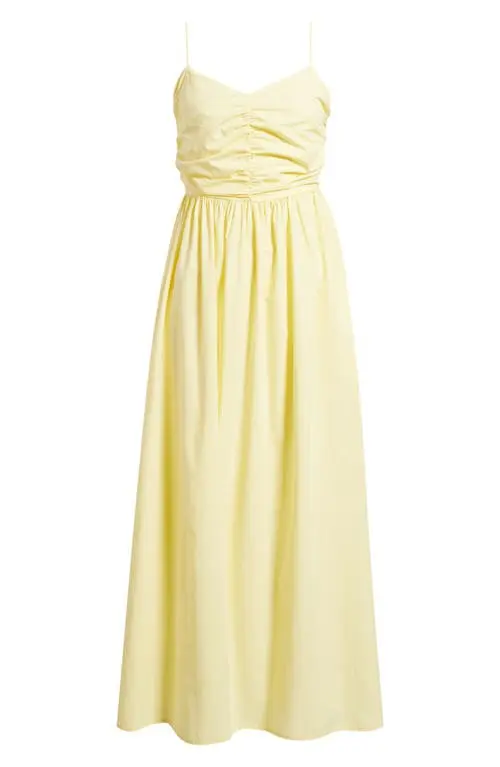 Deluc Maubois Shirred Cotton Poplin Midi Dress - Yellow