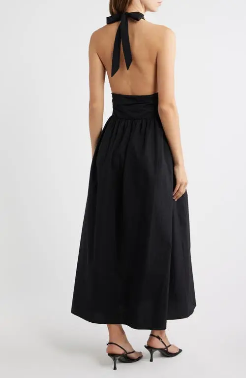 Deluc Cassis Halter Cotton Poplin Maxi Dress - Black