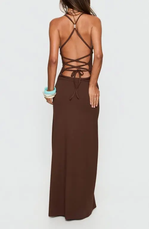 Princess Polly Pasita Halter Tie-up Maxi Dress
