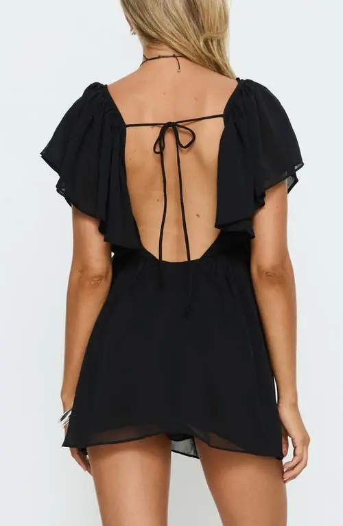 Princess Polly Sun Spirit Plunge Romper With Flutter Sleeves - Black