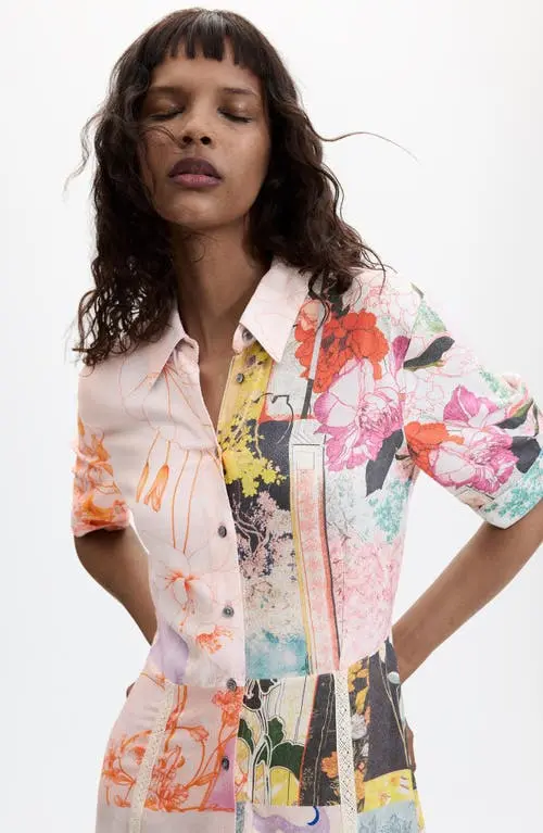 Desigual Floral Mixed Print Shirtdress