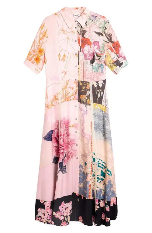 Desigual Floral Mixed Print Shirtdress