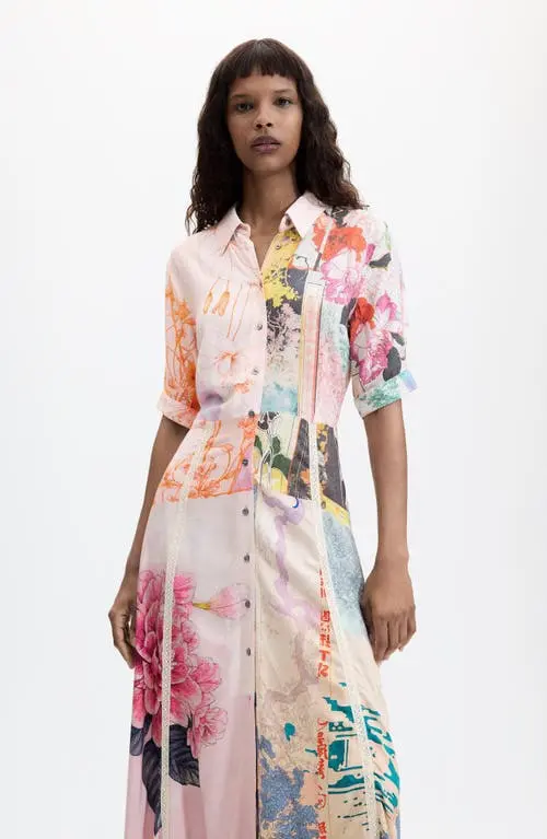 Desigual Floral Mixed Print Shirtdress