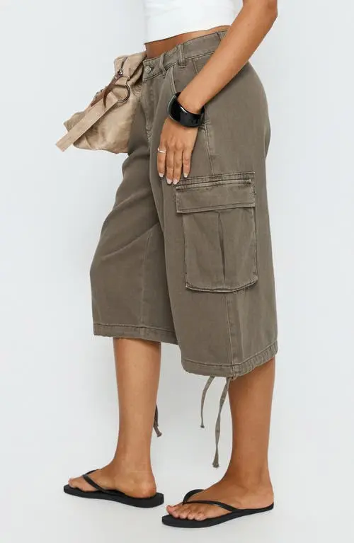 Princess Polly Hudsen Low Rise Longline Denim Cargo Shorts