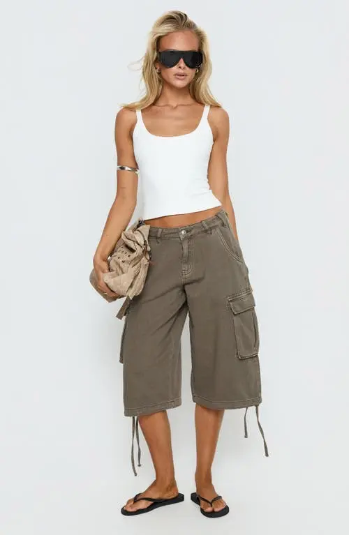 Princess Polly Hudsen Low Rise Longline Denim Cargo Shorts