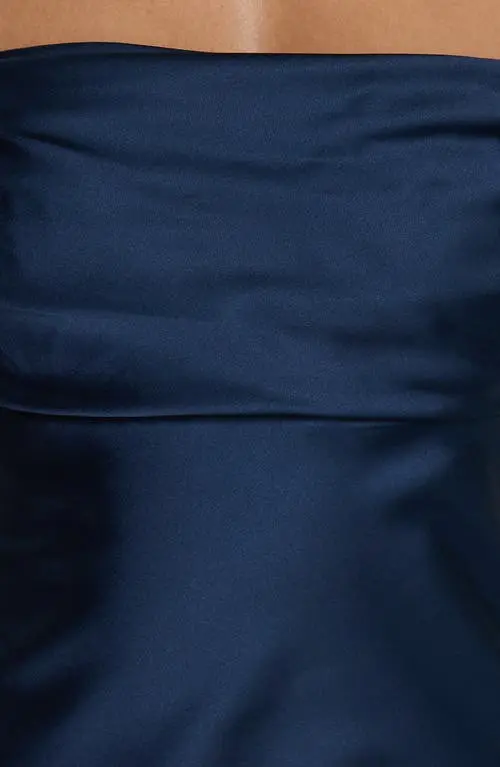 Princess Polly Azura Off-the-shoulder Satin Gown - Navy