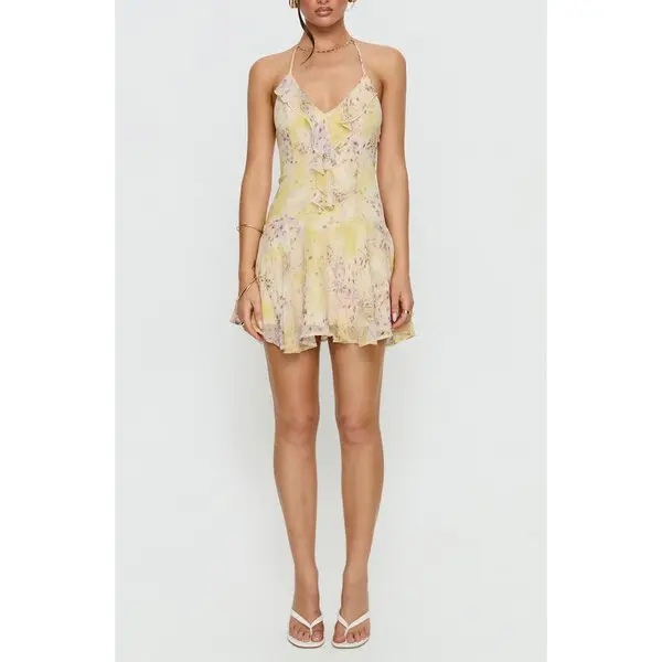 Princess Polly Hey Blondie Ruffle Halter Minidress - Multi Floral