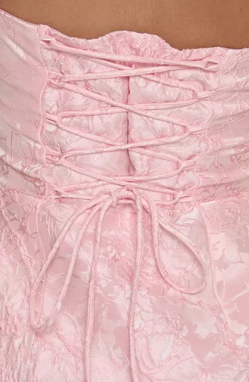Princess Polly Lips Are Sealed Lace Jacquard Strapless Gown