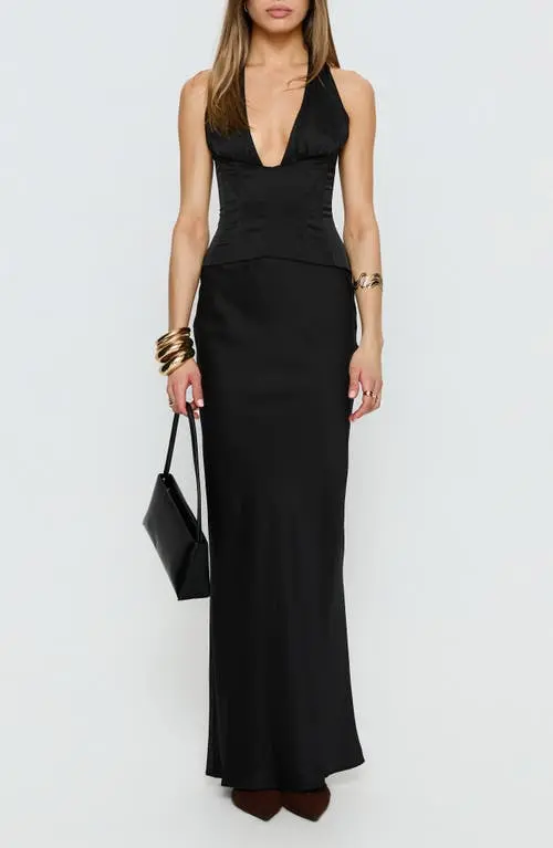 Princess Polly In A Trance Corset Halter Gown - Black