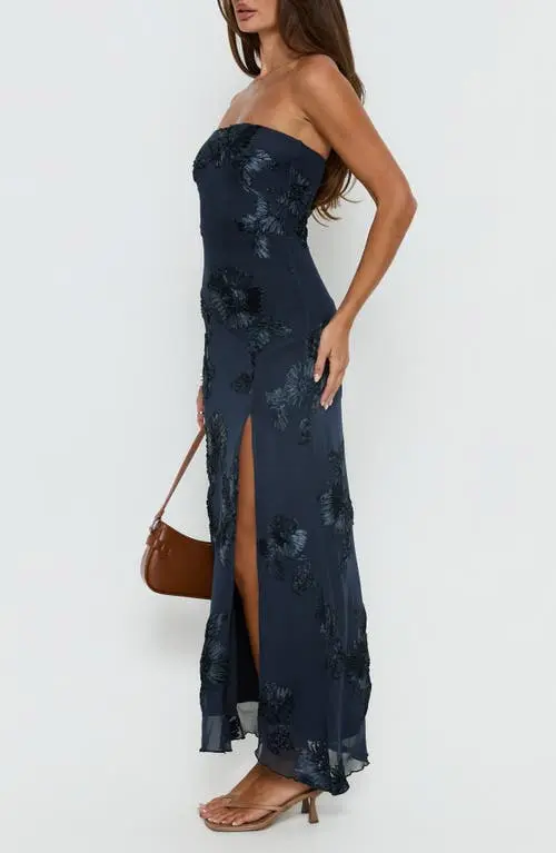 Princess Polly Maribeth Floral Appliqué Strapless Maxi Gown