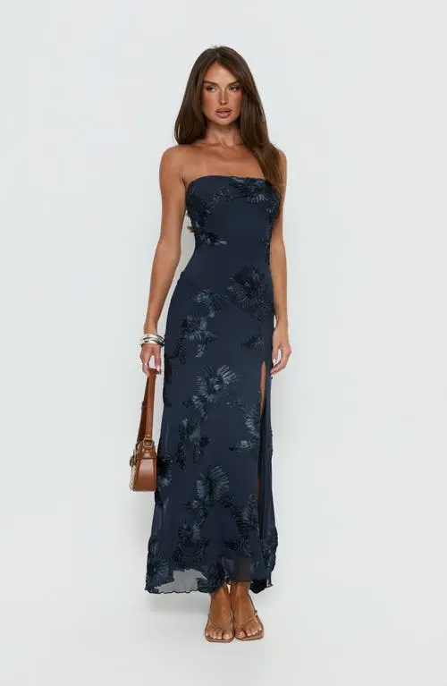 Princess Polly Maribeth Floral Appliqué Strapless Maxi Gown
