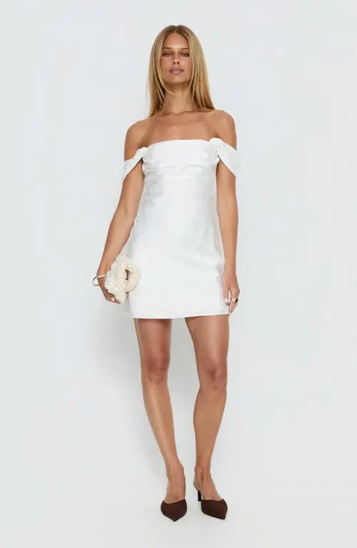 zabbarra off the shoulder mini dress light pink Zabbarra Mini Dress Floral | White | Womens
