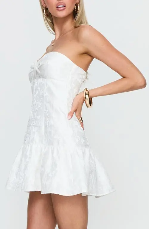 Princess Polly Jacquard Strapless Mini Dress - White