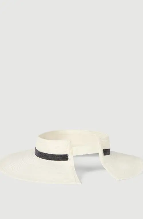 Brunello Cucinelli Straw Visor With Monili Decoration - White
