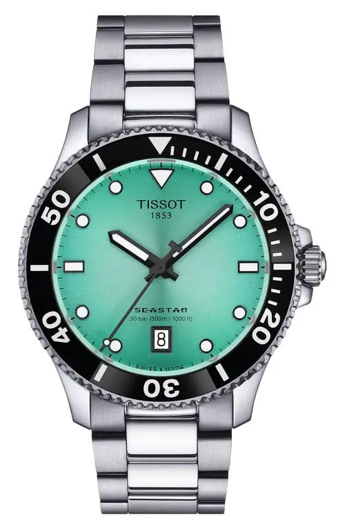 TISSOT Seastar 1000 Stainless Steel Bracelet Watch - Turquoise