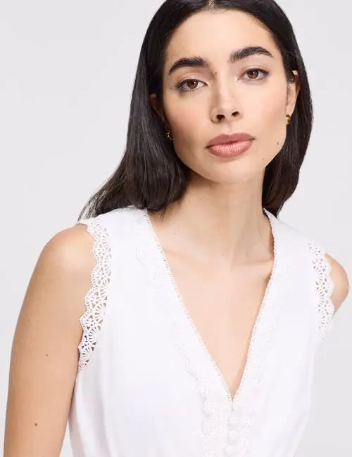 FINERY LONDON Cyma Sleeveless Cotton Top - White