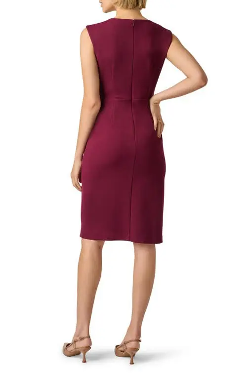 Adrianna Papell Sleeveless Bow Crepe Sheath Dress - Cabernet