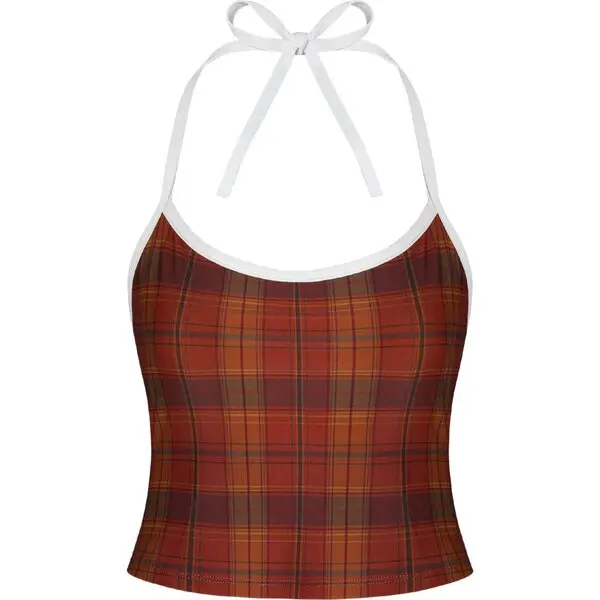 ODDLI Hand-designed Custom Plaid Tankini Top - Red Plaid