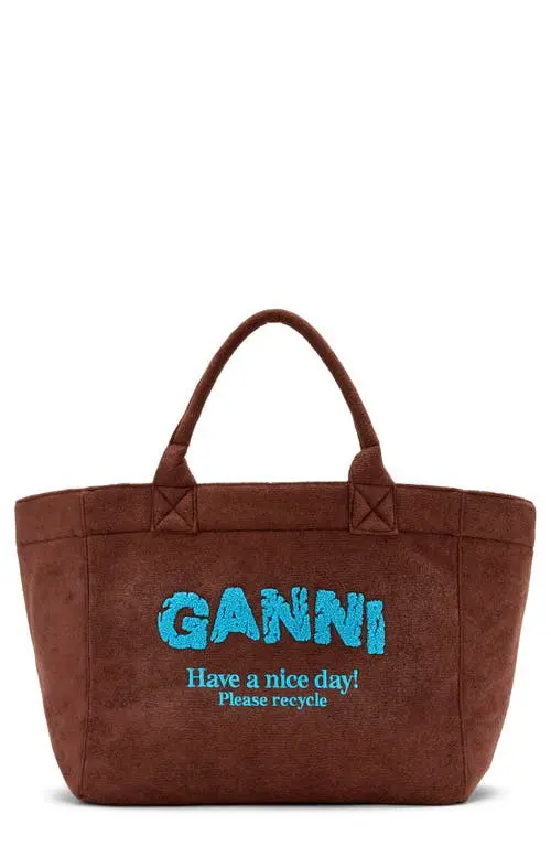 GANNI Oversized Beach Resort Shopper - Chicory Coffee