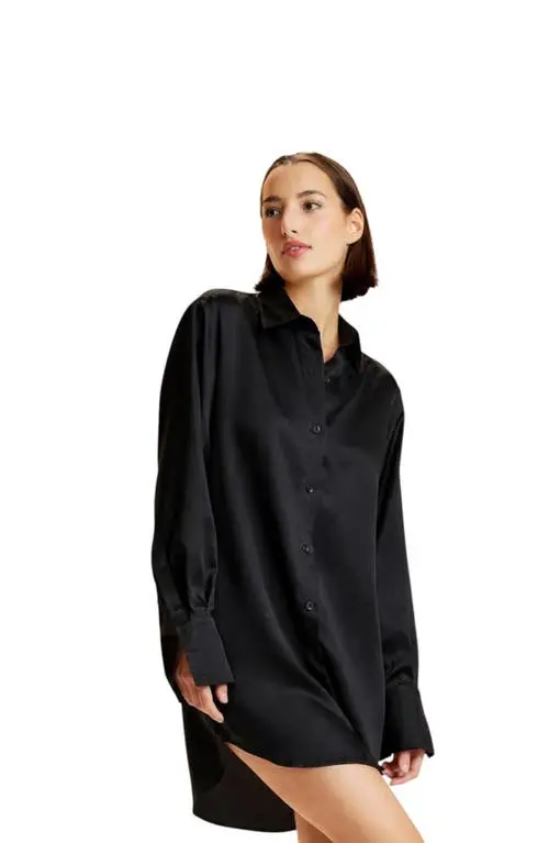 Cynthia Rowley Collectible Silk Shirt Dress - Black