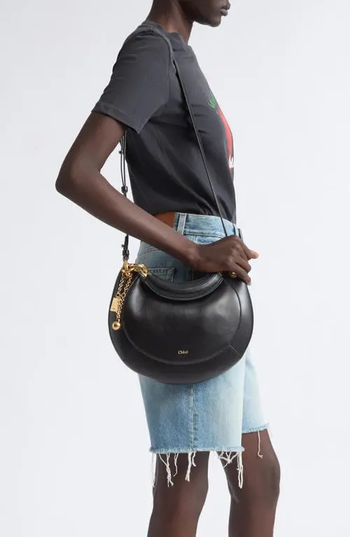 Chloé Calfskin Banana Hobo Bag - Black
