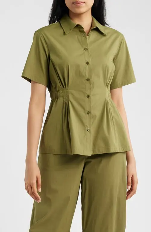 Anne Klein Pleated Waist Shirt - Bay Leaf