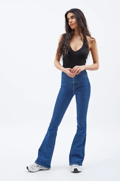 DR. DENIM Moxy High Flare Jeans - Cape Dark Plain