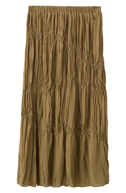Mango Beaded Shirred Tiered Maxi Skirt