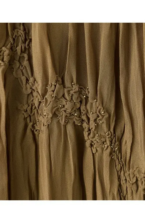 Mango Beaded Shirred Tiered Maxi Skirt