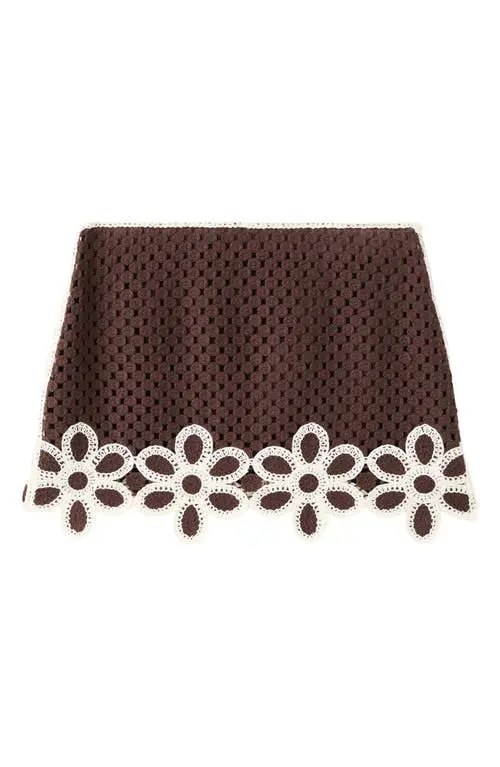 Mango Floral Crochet Stitch Miniskirt