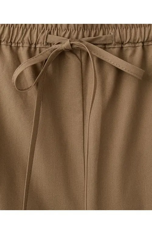 Mango Embroidered Side Stripe Cotton Drawstring Pants