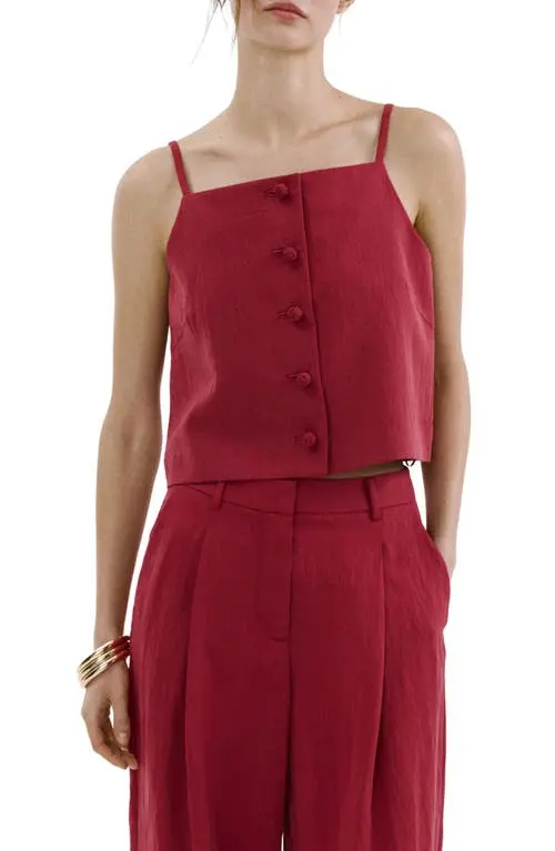 Mango Square Neck Button Front Top - Red