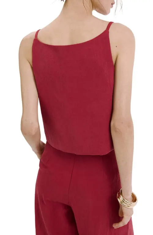 Mango Square Neck Button Front Top - Red