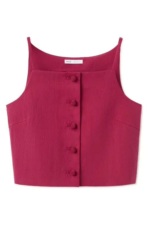 Mango Square Neck Button Front Top - Red