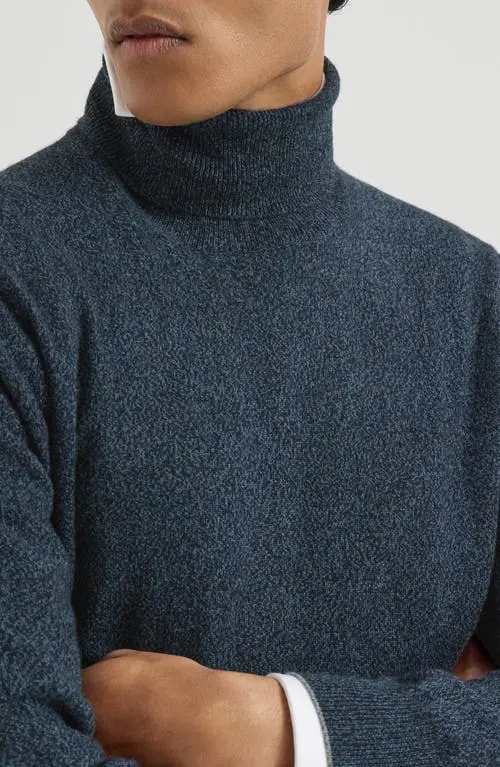 Brunello Cucinelli Mouliné Cashmere Turtleneck Sweater - Denim