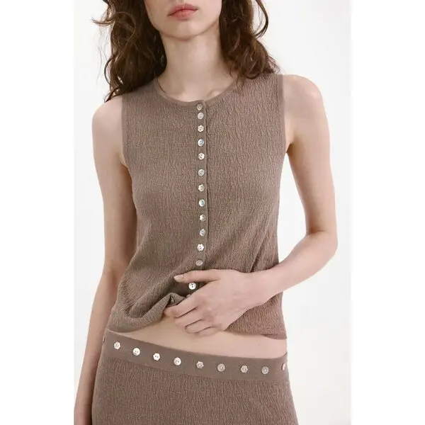 Mango Contrast Button-up Tank