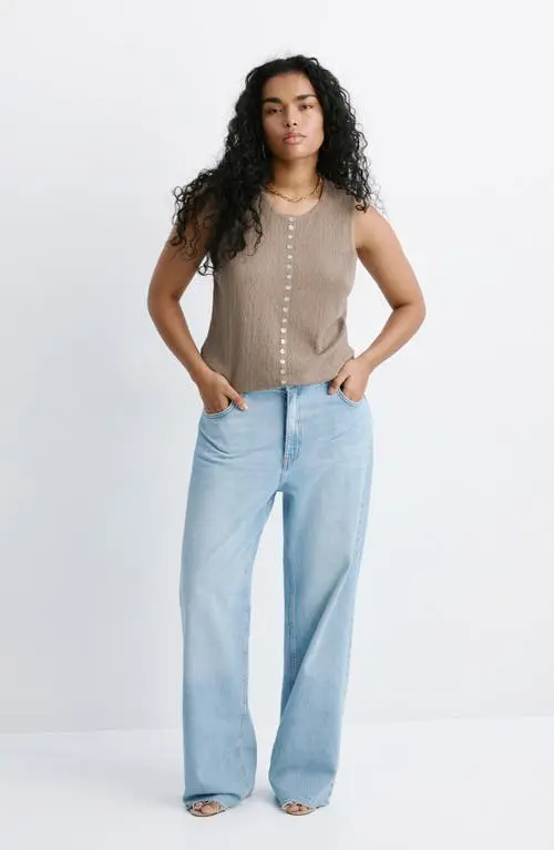 Mango Contrast Button-up Tank