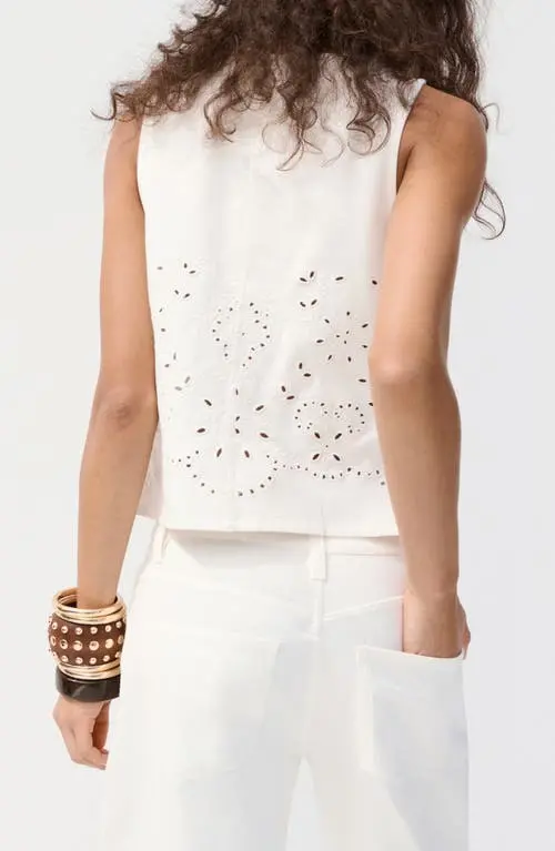 Mango Eyelet Embroidered Denim Vest
