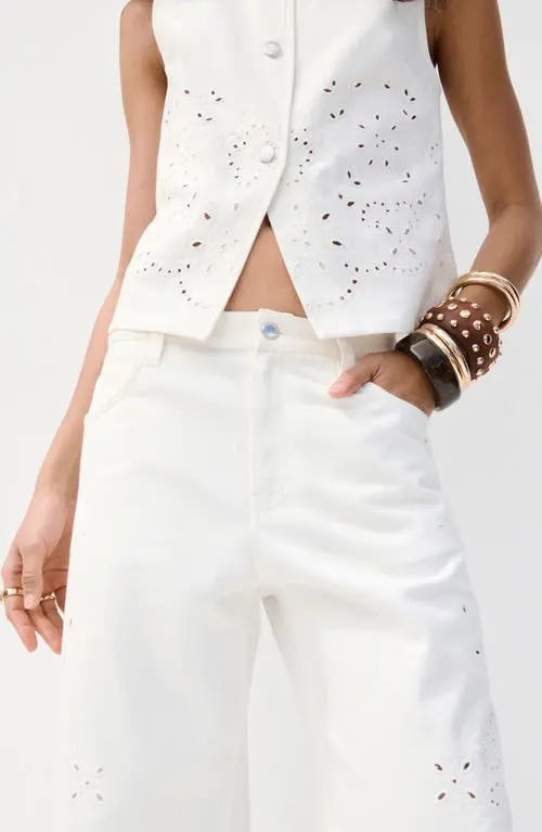 Mango Eyelet Embroidered Denim Vest