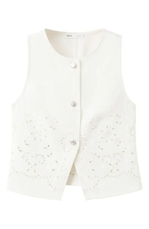 Mango Eyelet Embroidered Denim Vest